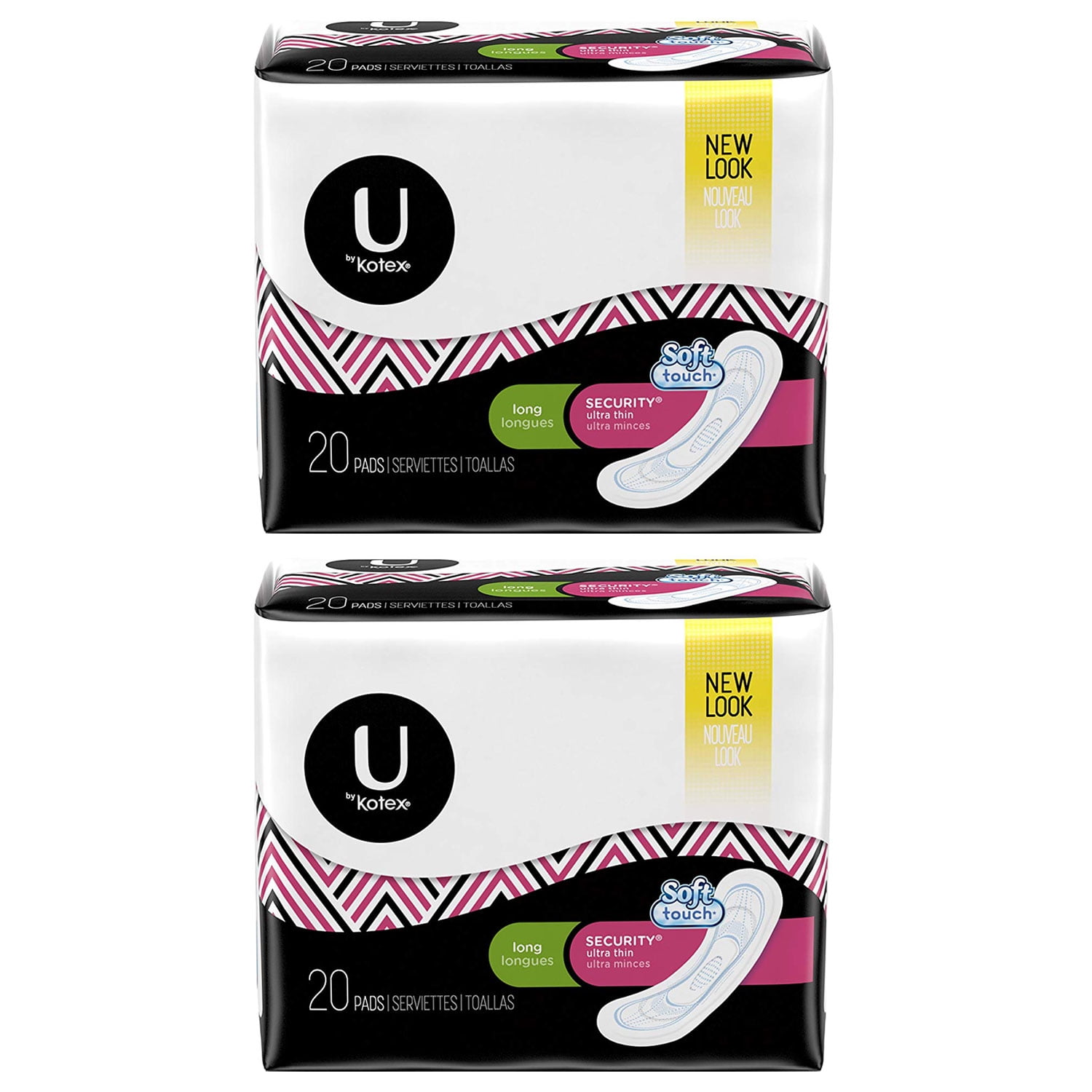 Kotex Ultra Thin Long Pads, 20 ct, 2 Pack, Breathable, Quick Absorption ...