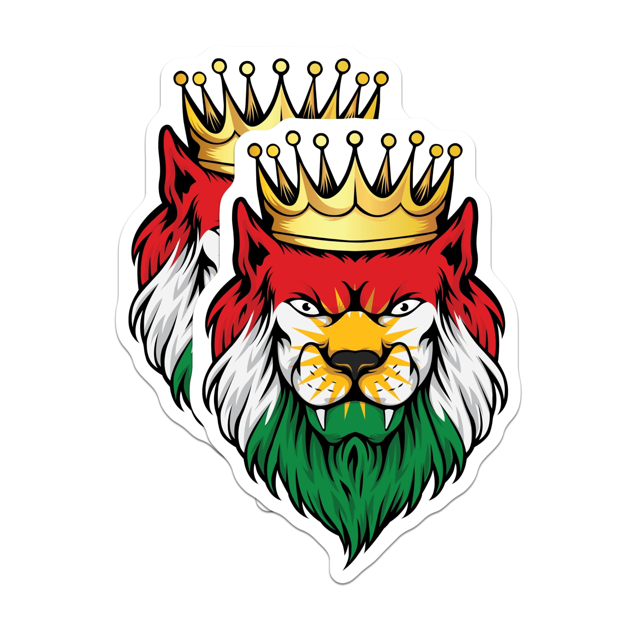 (2 Pack) Kurdish Lion Stickers - Crowned Lion Art - Kurdistan Flag ...
