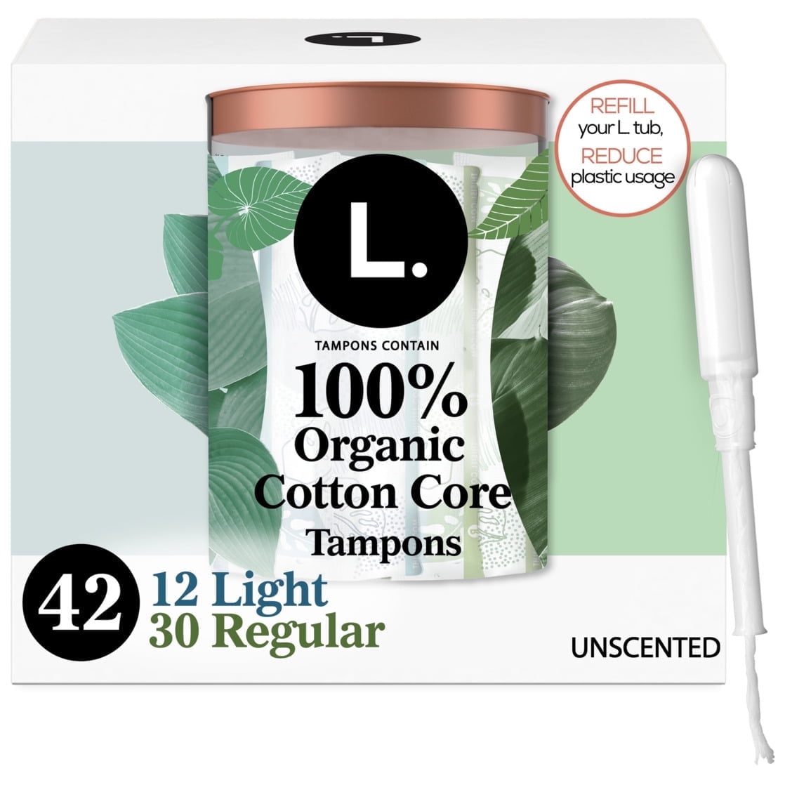 (2 PACK) L. Organic Cotton Tampons DuoPack - Light/Regular Absorbency ...