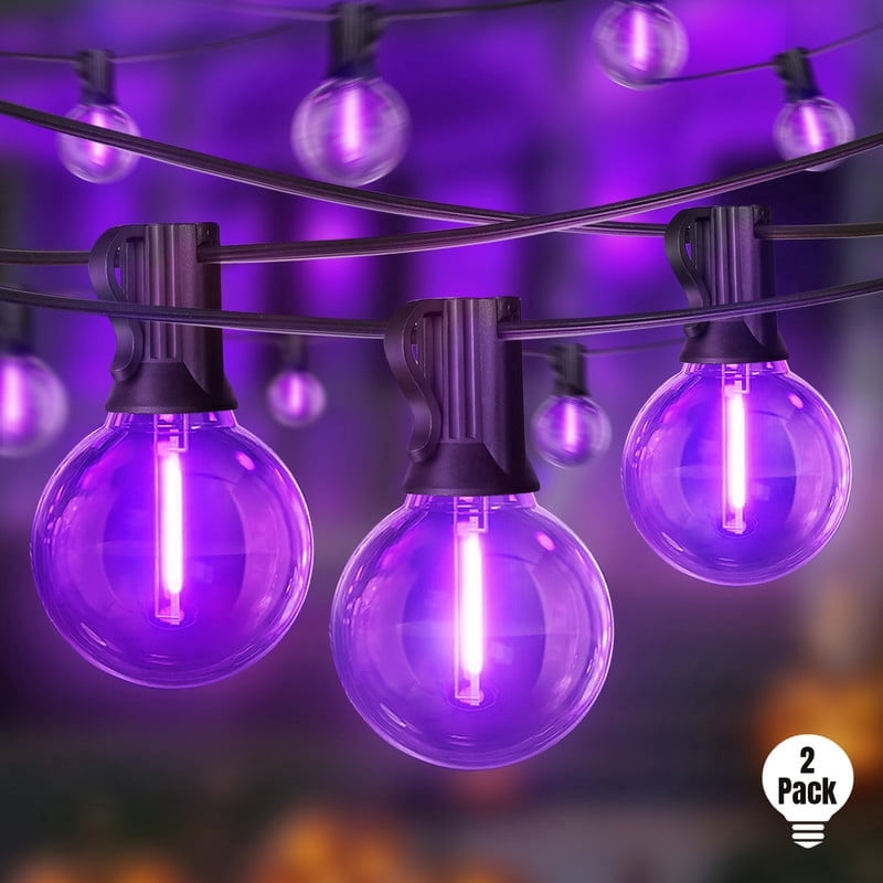 2 Pack LAMPHOME 26FT Halloween LED String Lights, Purple 12+1 ...