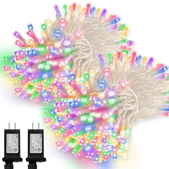 2 Pack LAMPHOME 99ft 300 LED Pastel Multicolor String Lights, 16 Modes ...