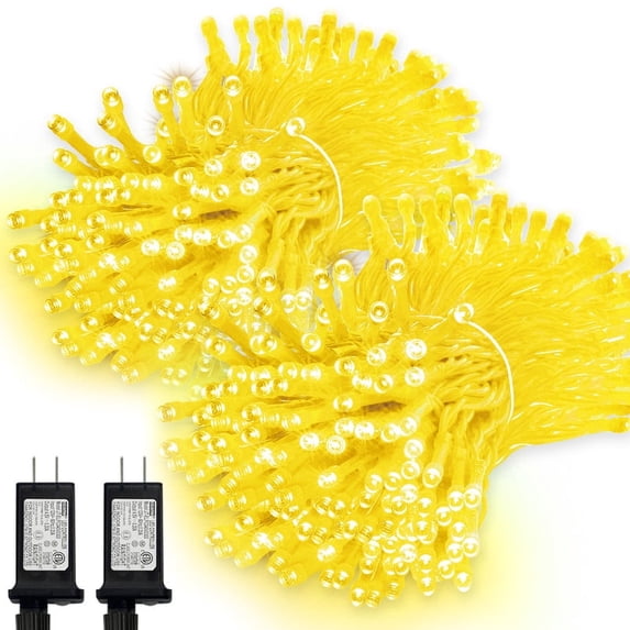 2 Pack LAMPHOME 99ft 300 LED Yellow String Lights, 16 Modes ...