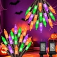 2 Pack LAMPHOME Halloween Purple Orange & Green Mini LED String Lights ...