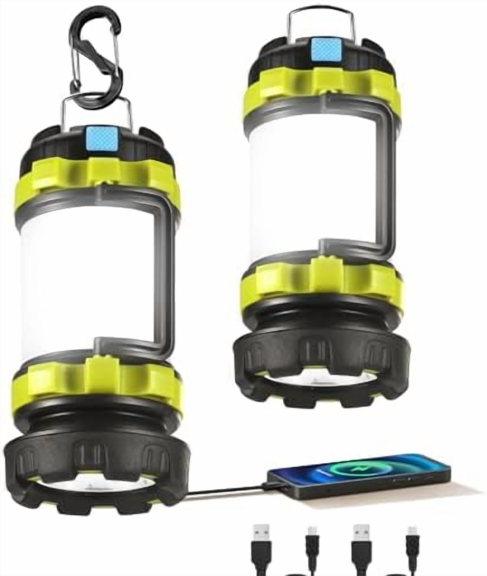 2 Pack LED Camping Lantern Flashlight Rechargeable, Portable Torch with ...