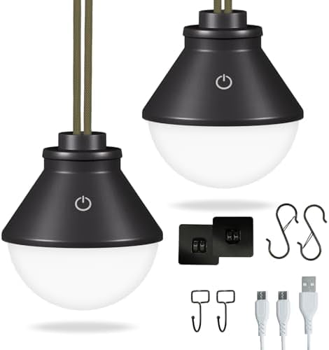 2-Pack LED Camping Lantern Rechargeable 5000mAh with Magnetic, 600LM ...