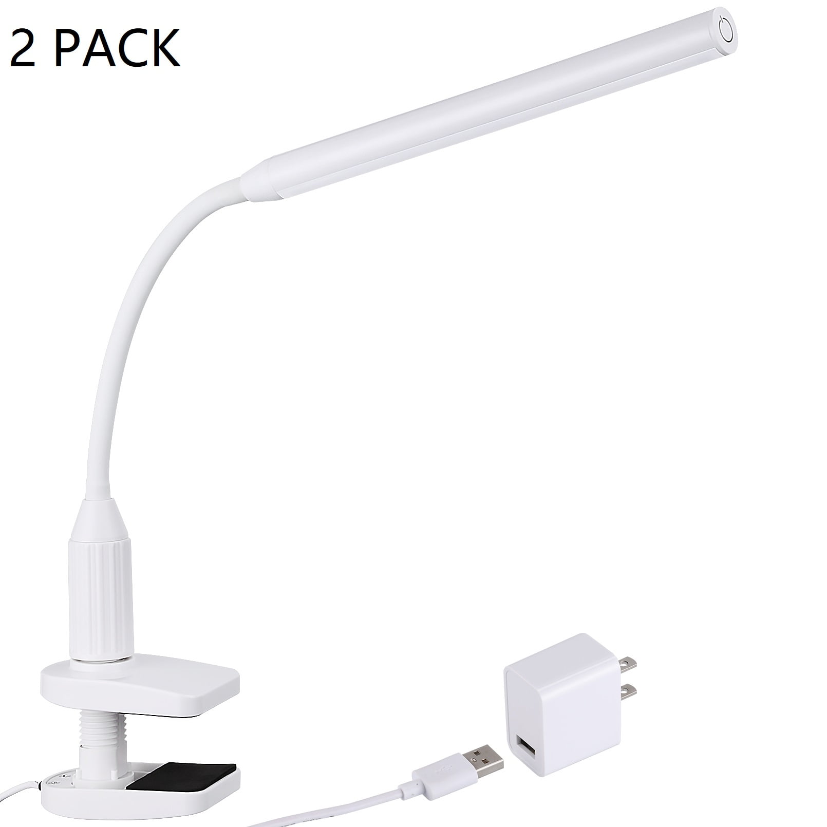 2 Pack LED Clamp Desk Lamp, 5W 10%-100% Dimmable, Adjustable Gooseneck ...