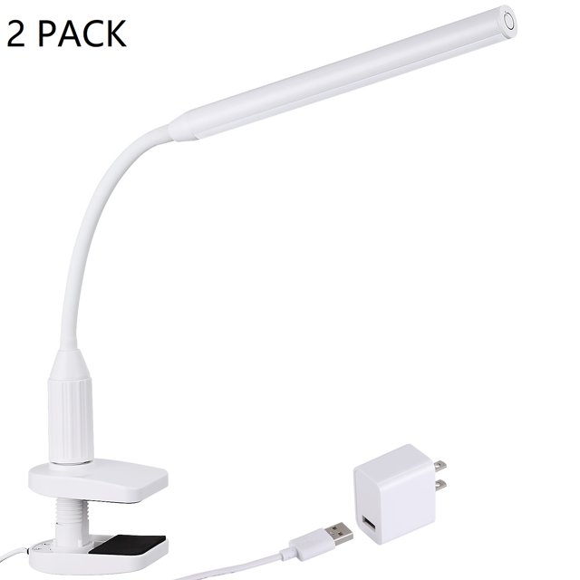 2 Pack LED Clamp Desk Lamp, 5W 10%-100% Dimmable, Adjustable Gooseneck ...