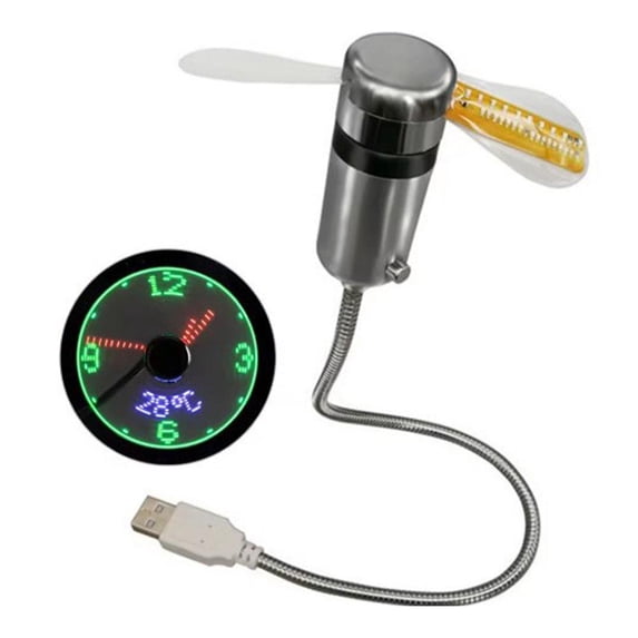 2 Pack LED Clock USB Fan With Temperature Display - Portable Cooling ...