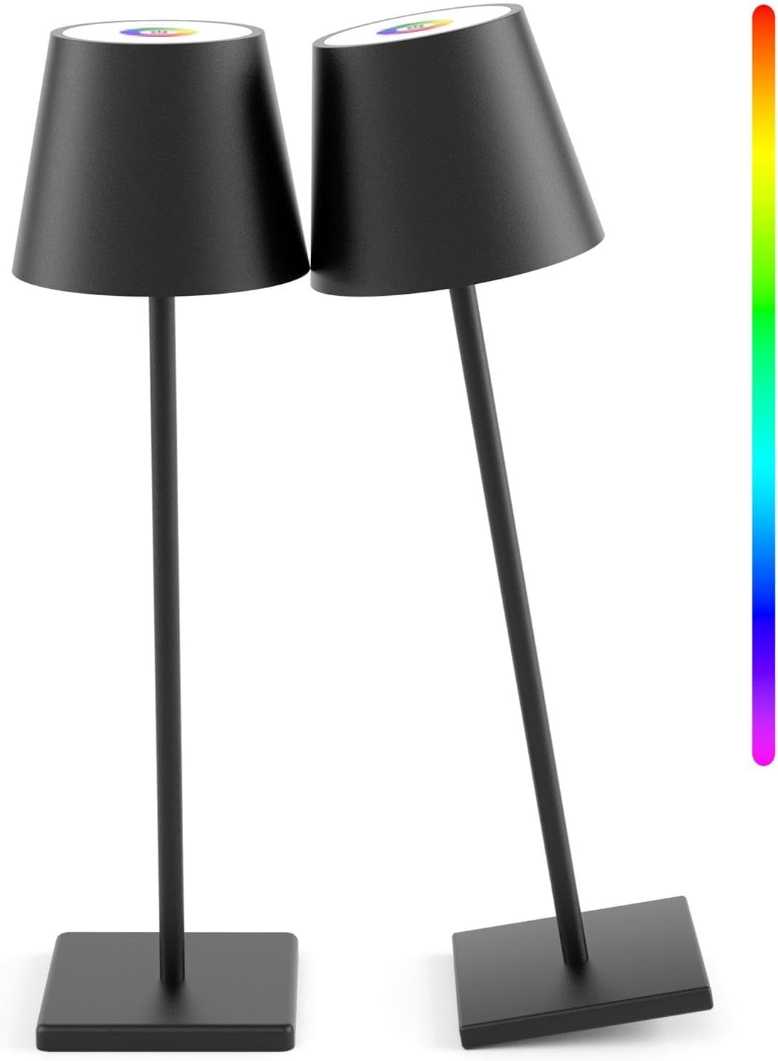 2 Pack LED Cordless Table Lamp with Dimming Rechargeable Battery Desk ...