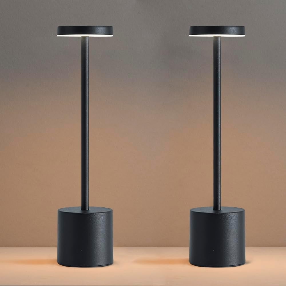 2 Pack LED Cordless Table Lamp, Portable 5000mAh Rechargeable Table ...