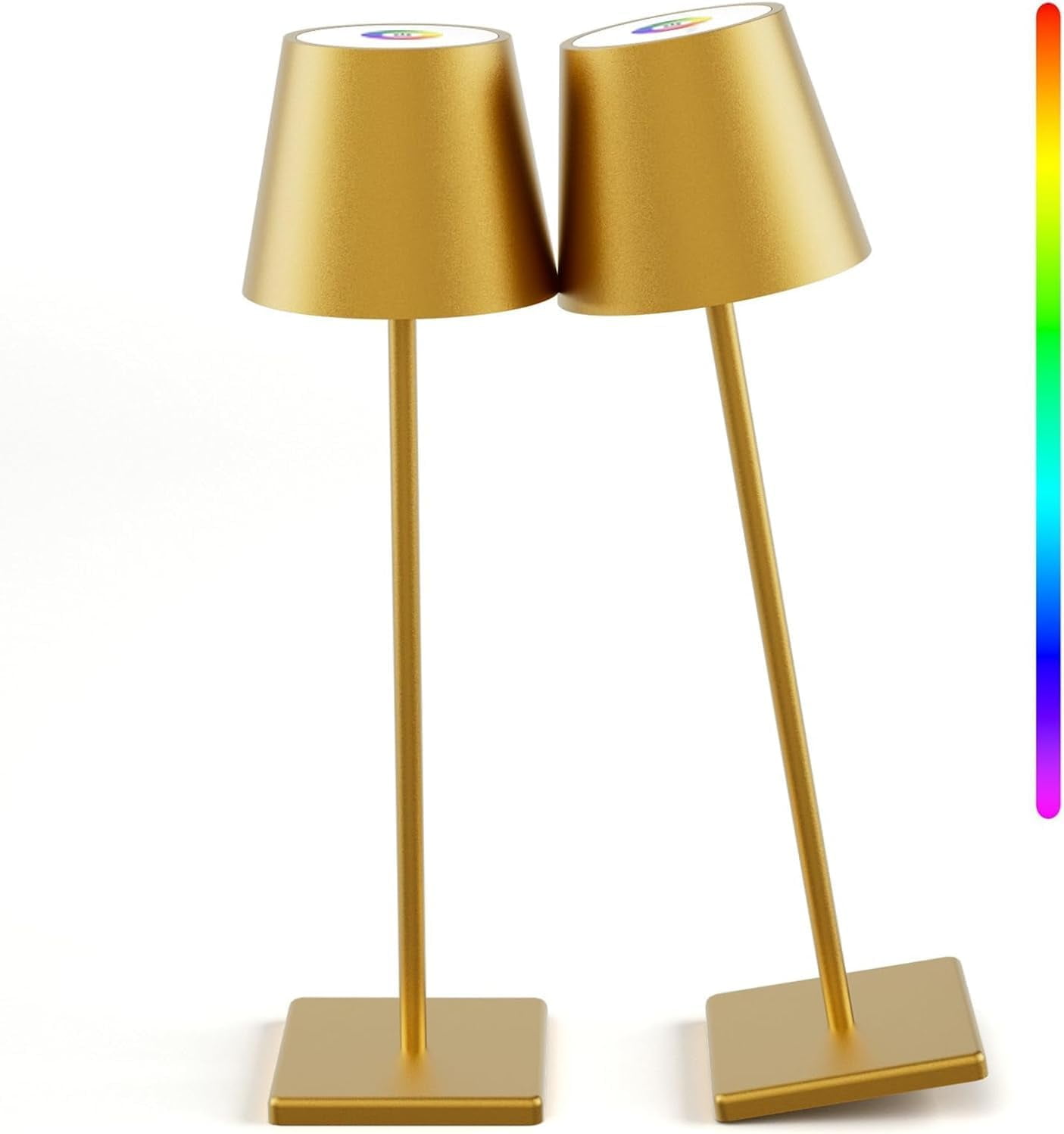 2-Pack LED Cordless Table Lamp with RGB & Stepless Dimming, 3W 5500mAh ...
