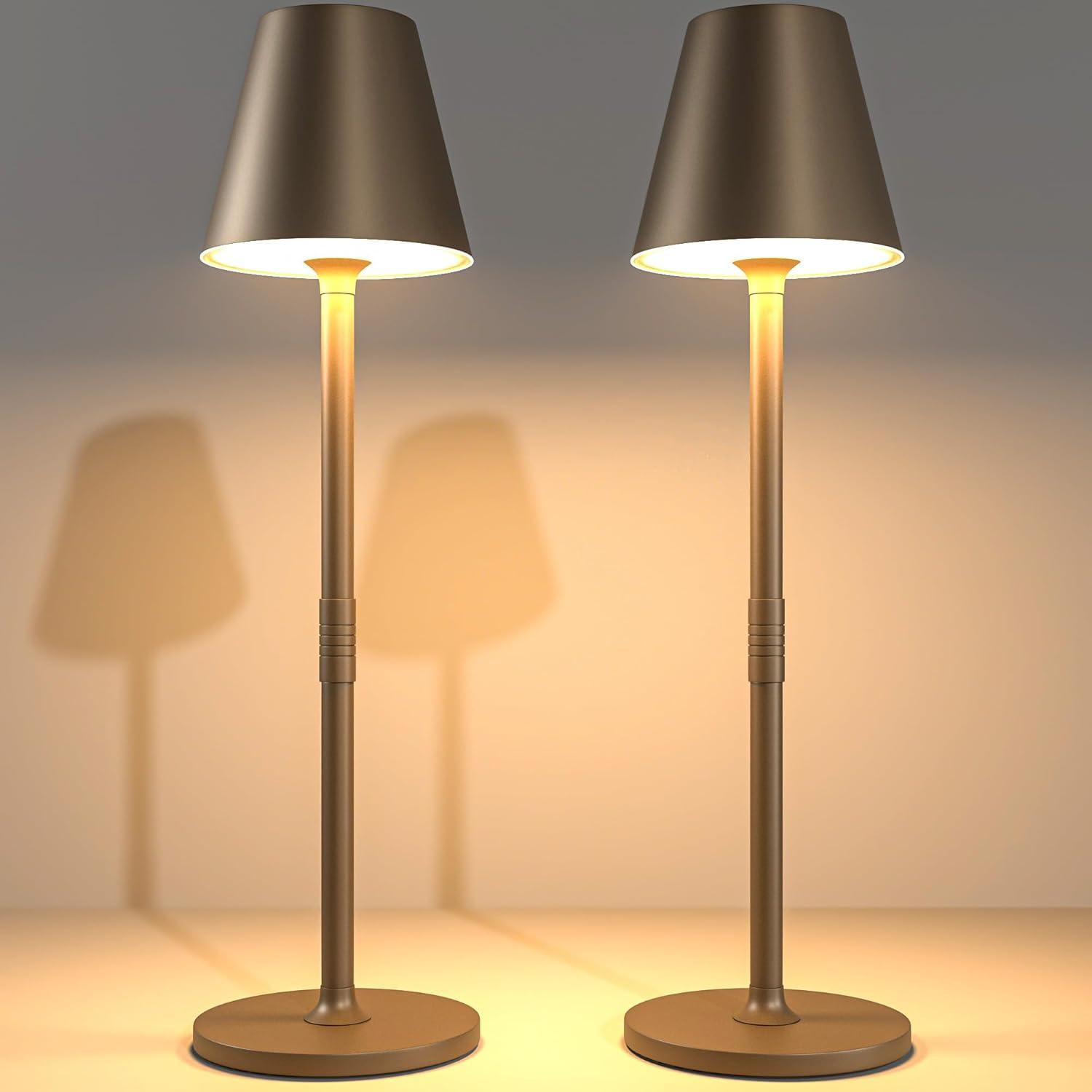 2 Pack LED CordlessTable Lamp,4000mAh Rechargeable Battery Desk lamp,3 ...