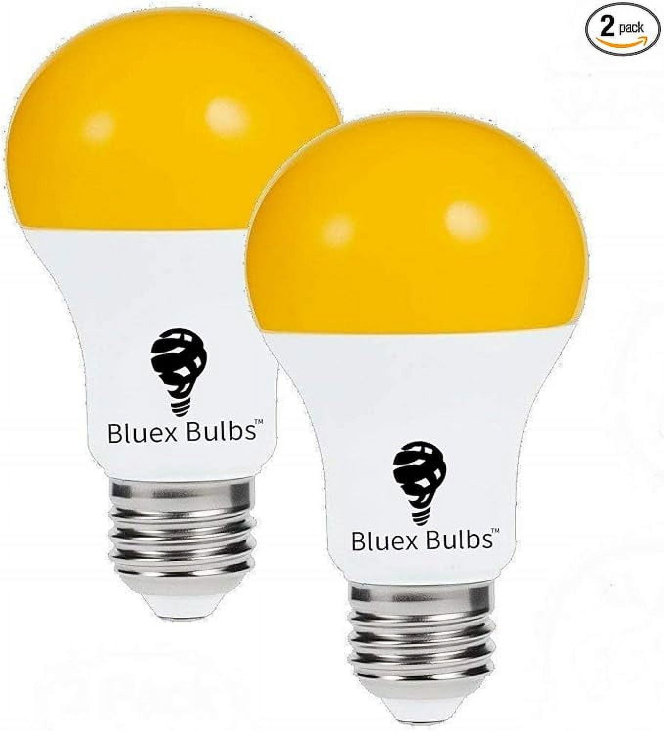 2 Pack LED Dusk to Dawn A19 Bug Light Bulbs, Yellow Bulb, Amber Light ...