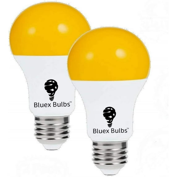 2 Pack LED Dusk to Dawn A19 Bug Light Bulbs, Yellow Amber Light With ...