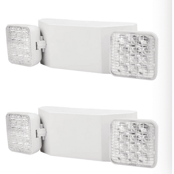 2 Pack LED Emergency Exit Light Adjustable 2 Head With Battery Back-up ...