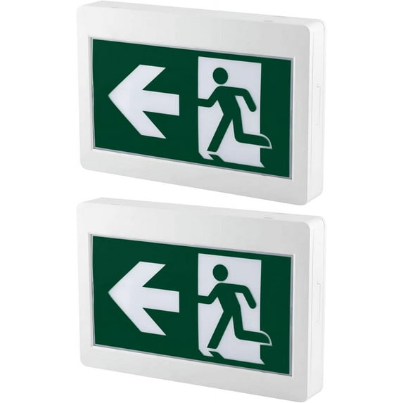 2-Pack LED Emergency Exit Sign with Battery Backup – Double-Sided Green ...