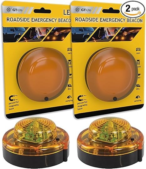 2-Pack LED Emergency Road Flares, Magnetic Base, 2 Modes Flash or ...