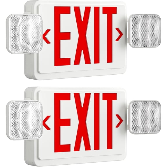2 Pack LED Exit Sign with Emergency Lights, Adjustable LED Emergency ...
