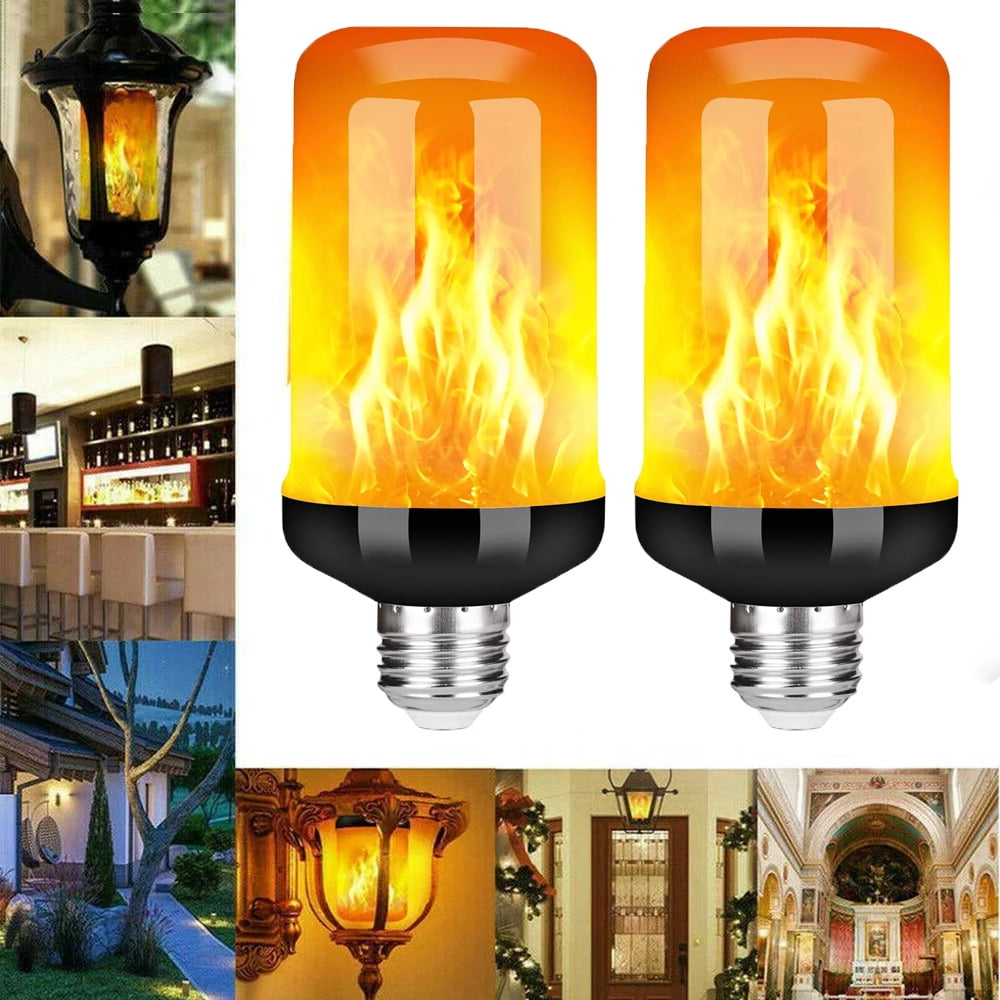2 Pack LED Flame Effect Light Bulb, 4 Modes Fire Lighting Bulb, E26 ...