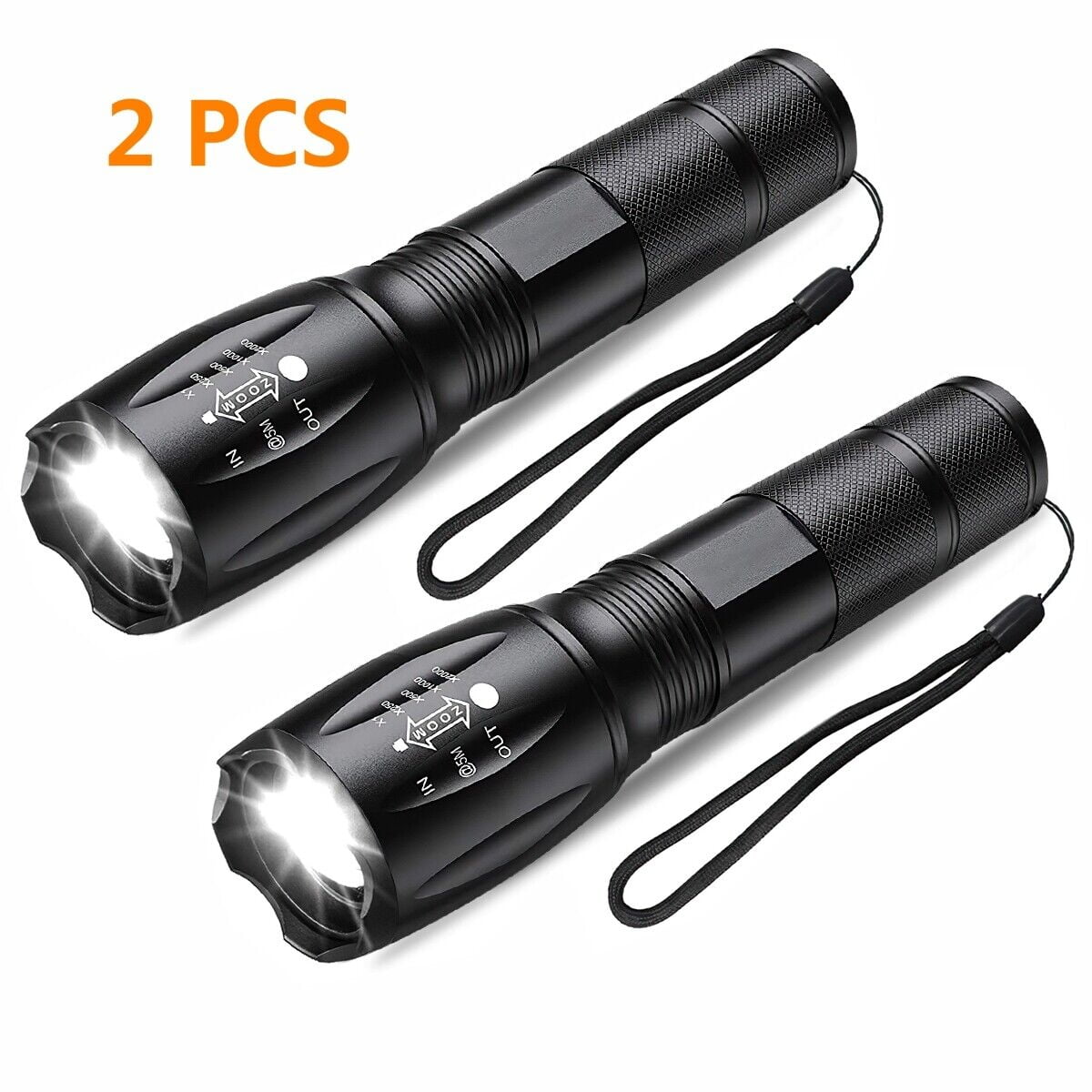 2-Pack Military Grade LED Flashlight, 5 Modes, 3000 Lumens, Waterproof ...
