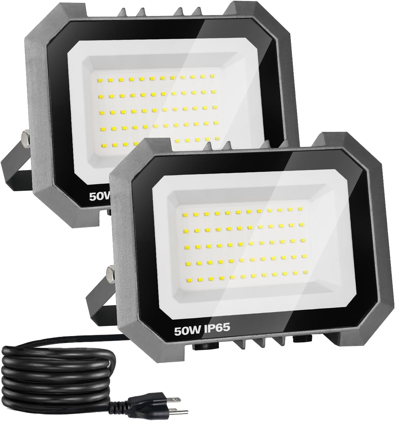 2 Pack LED Flood Lights Outdoor, 50W 5000LM Super Bright Floodlight ...
