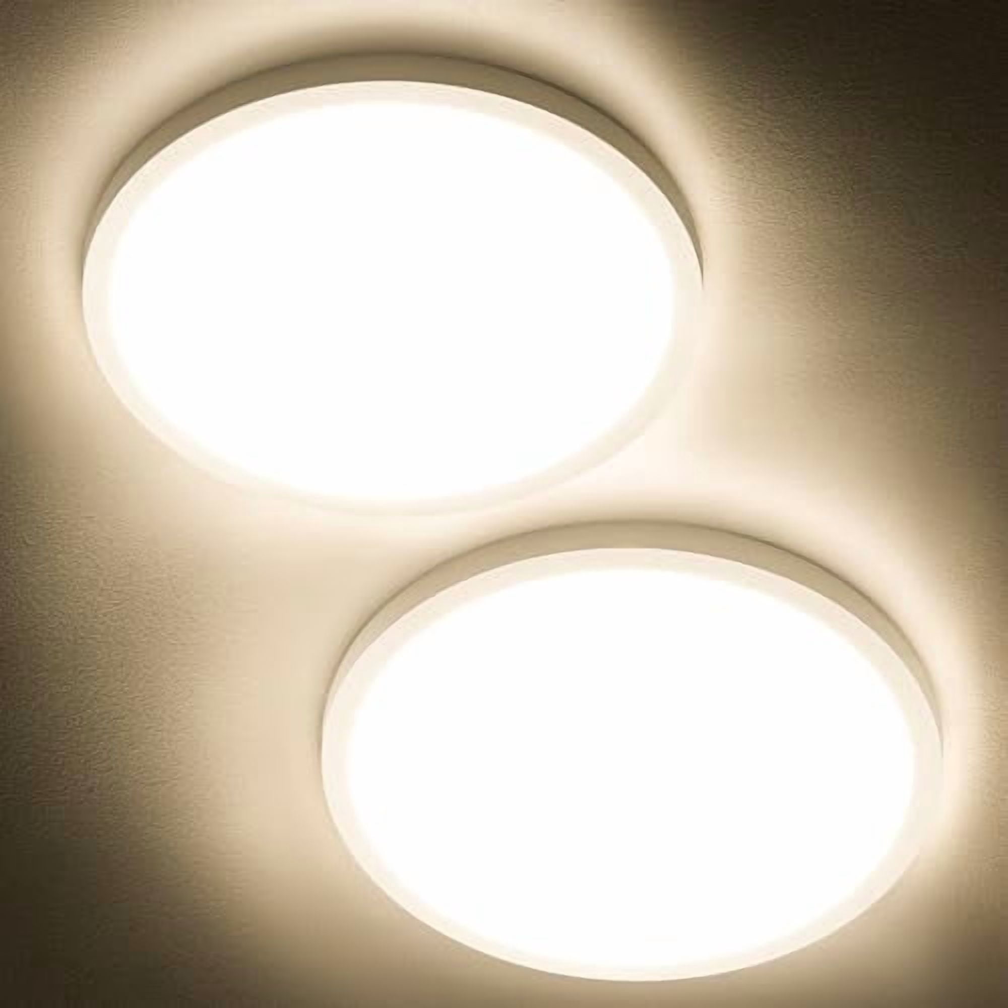 2-Pack LED Flush Mount Ceiling Light Fixture, 3000K Warm White, 2400LM ...