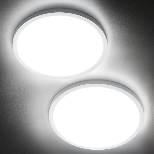 2-Pack LED Flush Mount Ceiling Light Fixture, 6000K Cool White, 2400LM ...
