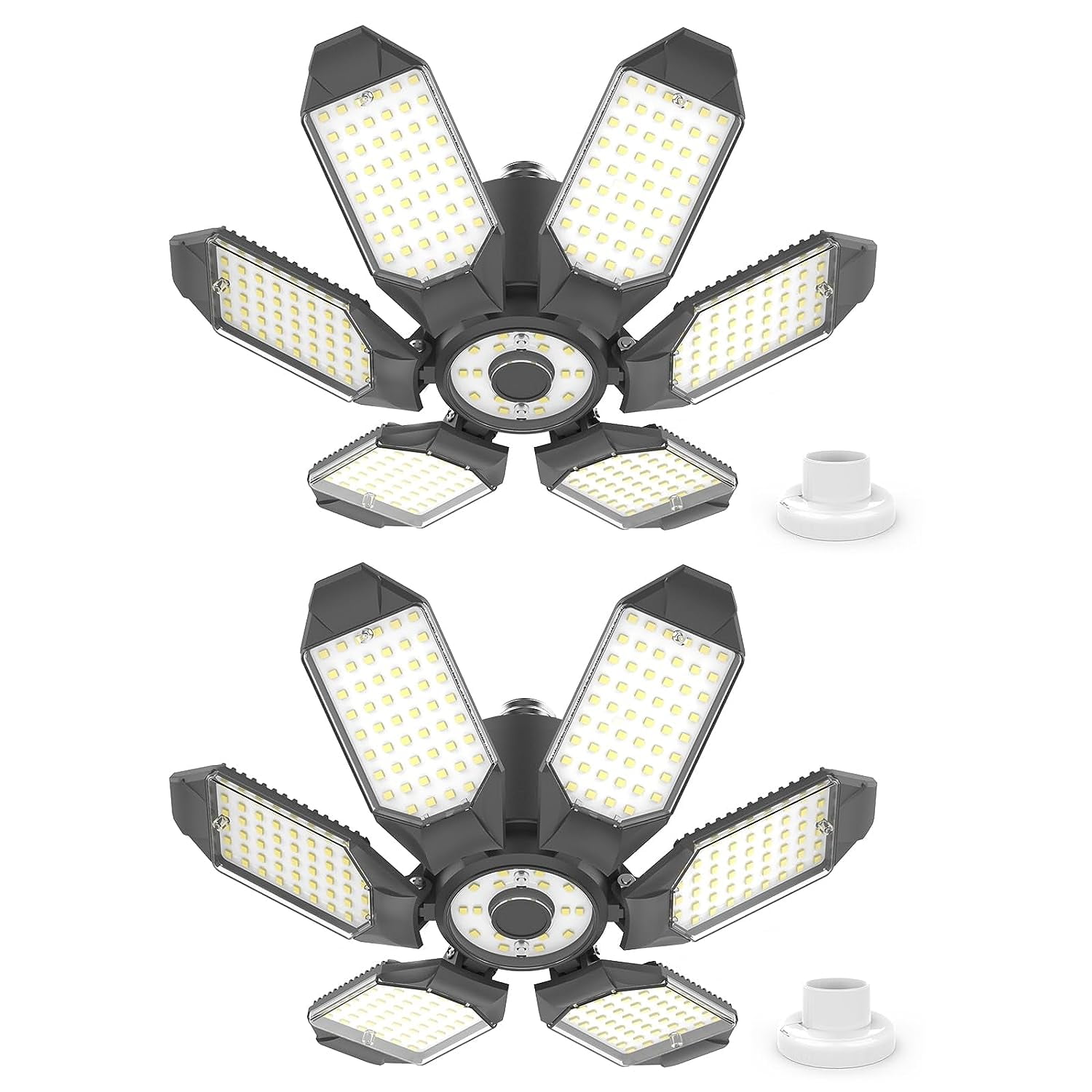 2 Pack LED Garage Lights, 185W Deformable LED Garage Ceiling Lights ...