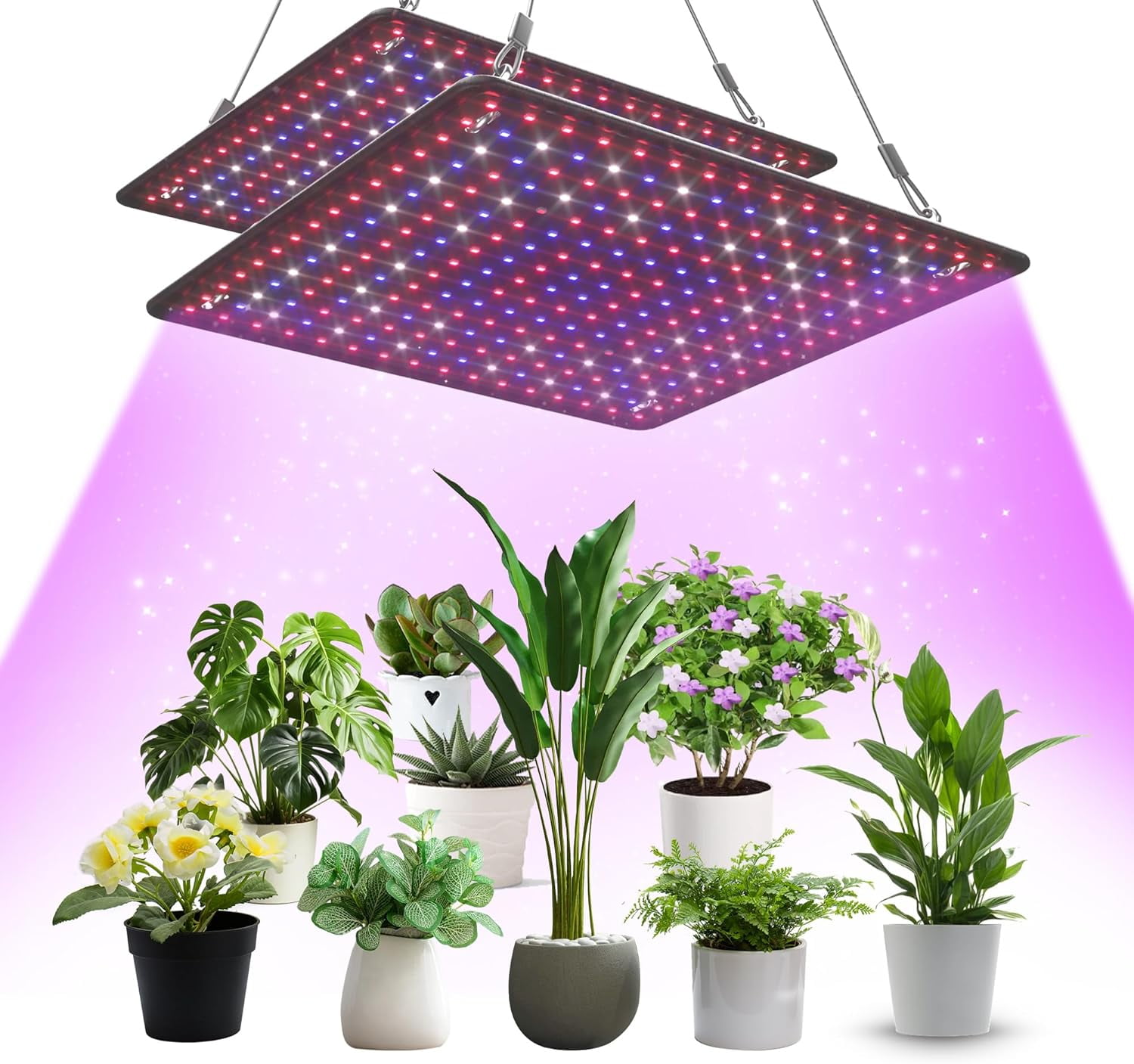 2 Pack LED Grow Light Panel 200 W Lamp for Indoor Plants, Full Spectrum ...