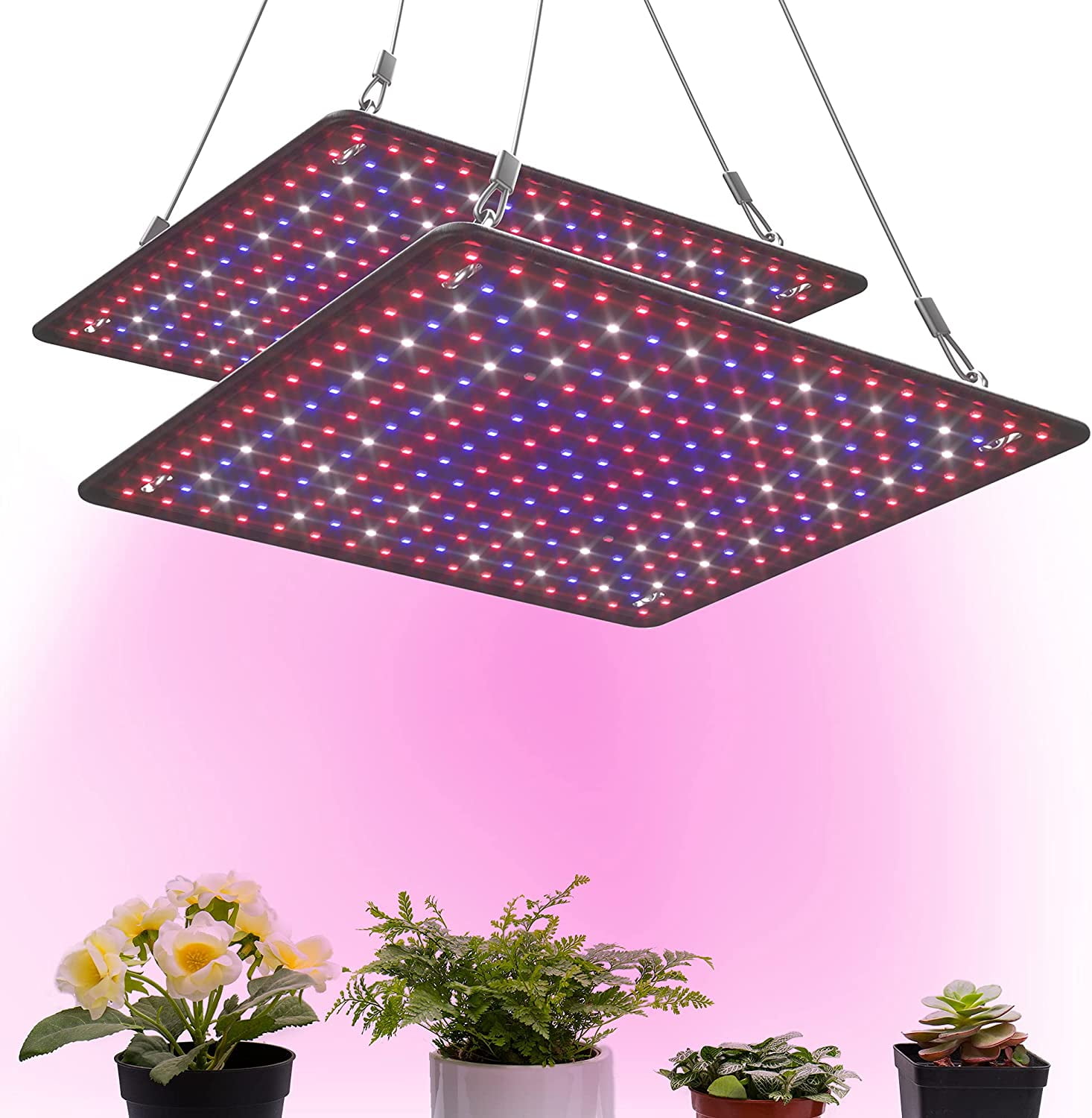 2 Pack LED Grow Light Panel 200W Lamp for Indoor Plants, Full Spectrum ...