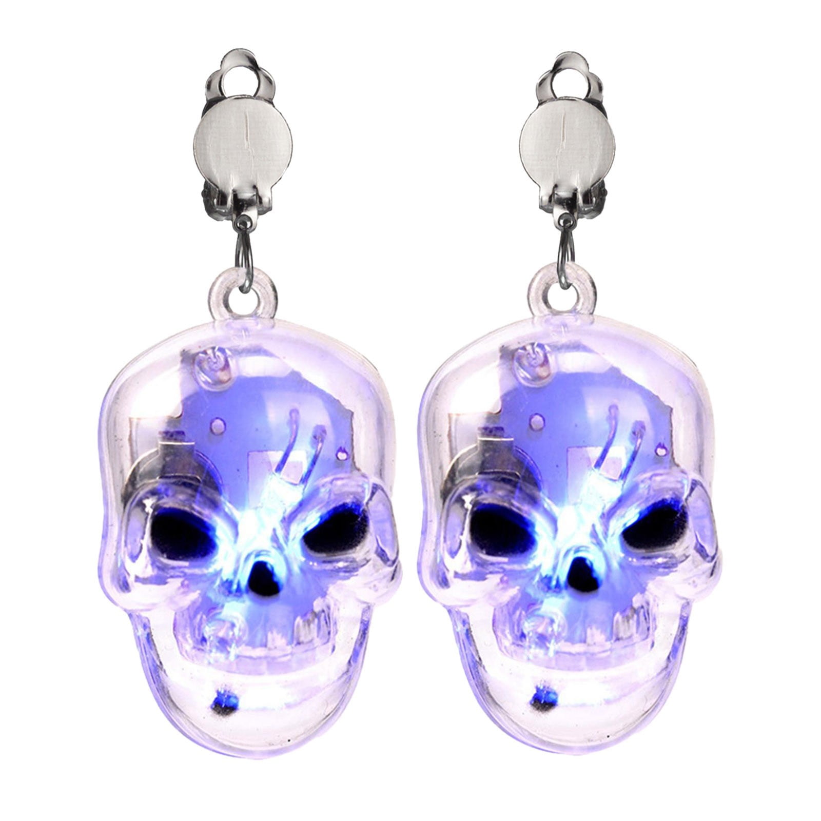 (2 Pack) LED Halloween Earrings Glowing Skeleton Pumpkin Light Up ...