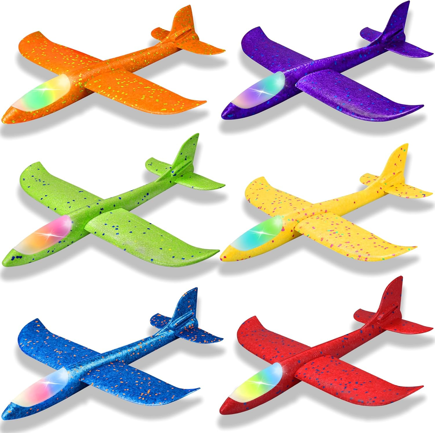 2 Pack LED Light Airplane,17.5" Large Throwing 2 Flight Mode Glider ...