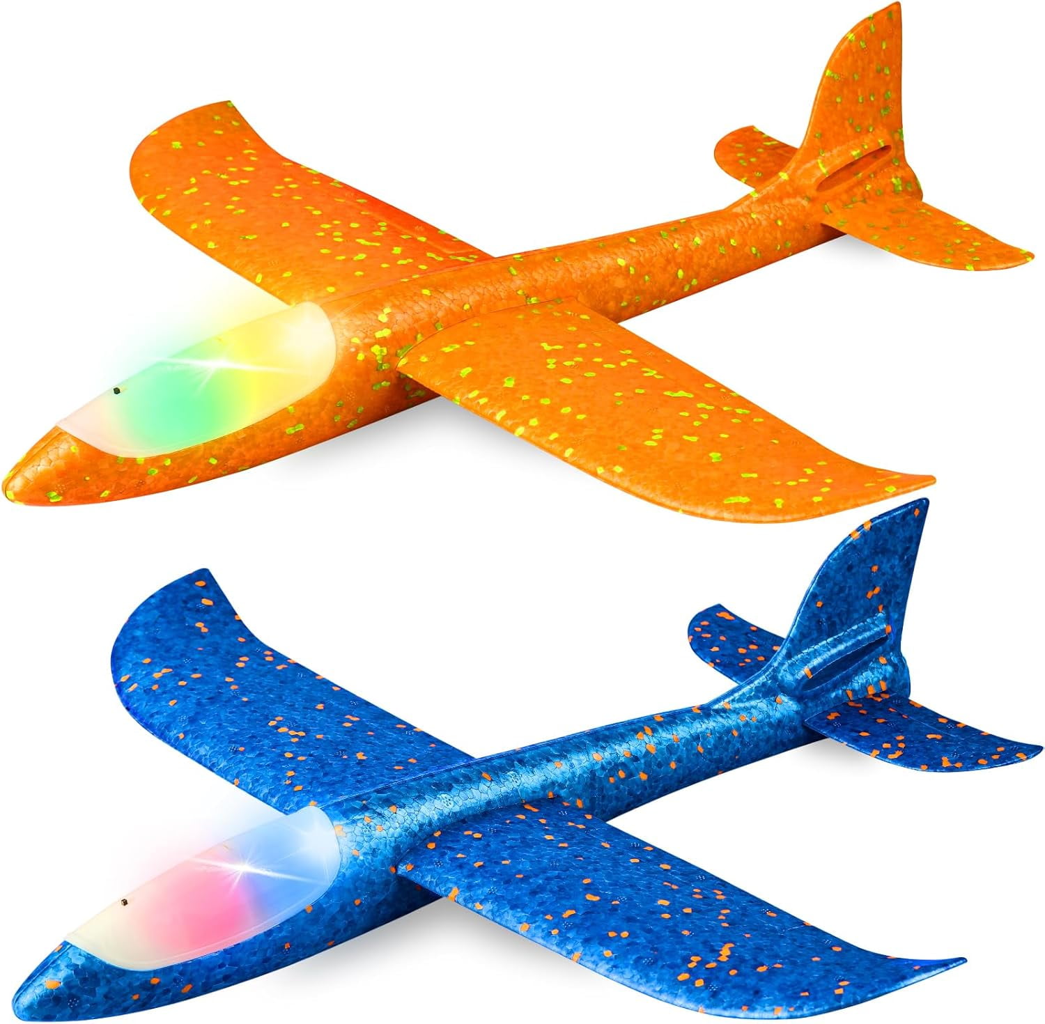 2 Pack LED Light Airplane,17.5" Large Throwing 2 Flight Mode Glider ...
