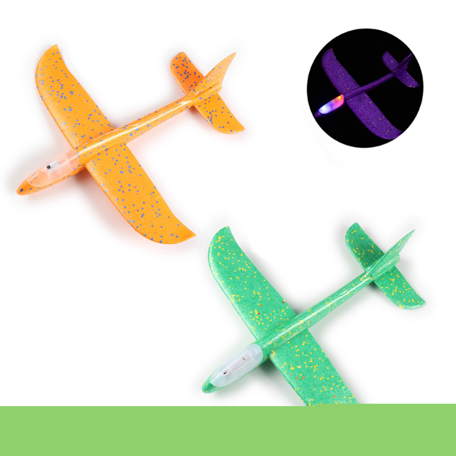 2 Pack LED Light Airplane, 18.9" Large Throwing Foam Plane, 2 Flight ...