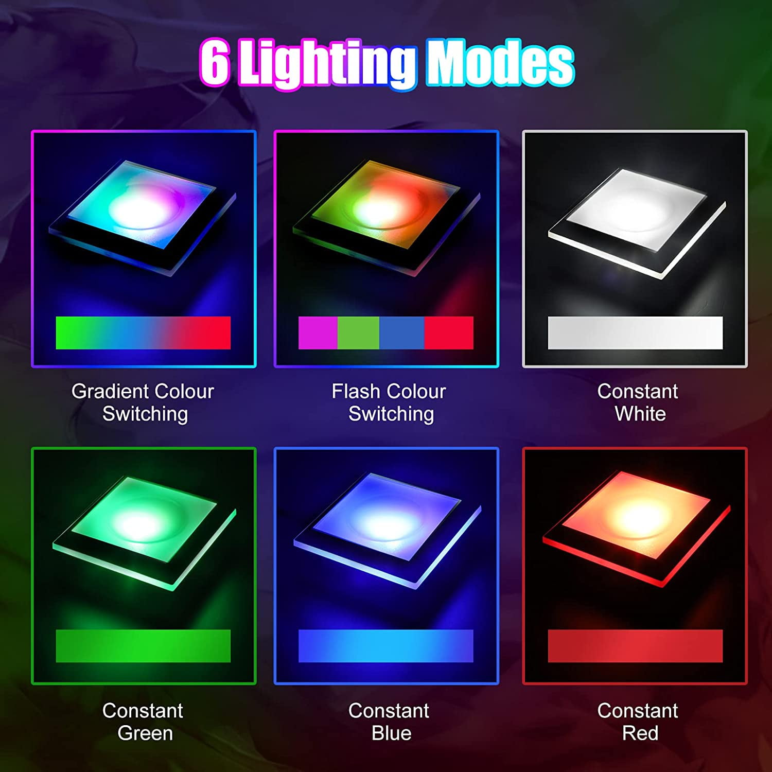 2 Pack LED Light Base for Glass Art, 3 Inch Non-Slip Round/Square Stand ...