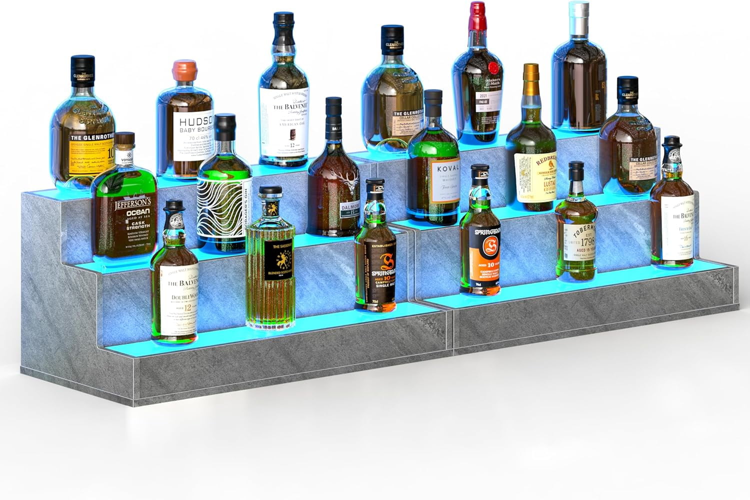 2 Pack LED Liquor Display Shelves Lighted Liquor Bottle Display Shelf ...