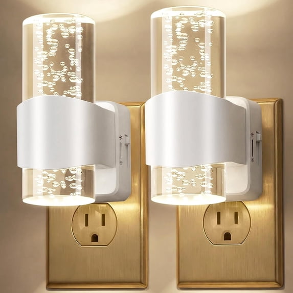 2 Pack LED Night Light Plug in, Auto Dimmable Night Light with Light ...