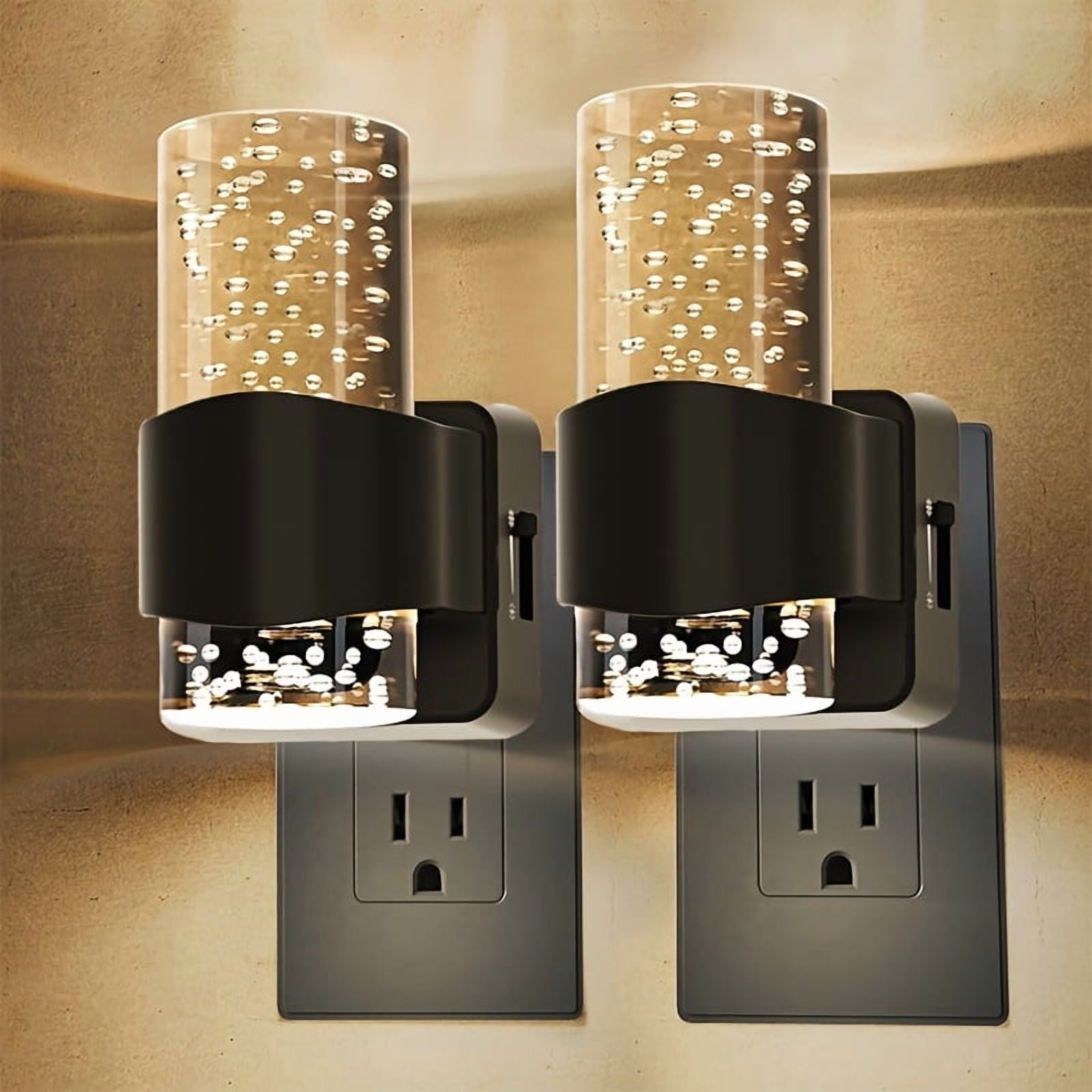 2-Pack LED Night Lights with Wall Plug, 3000K Dimmable Modern Automatic ...