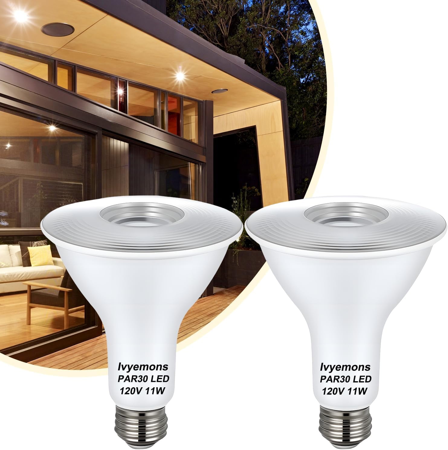 2 Pack LED PAR30 Long Neck Flood Light Bulb Dimmable, 2700K Warm White ...