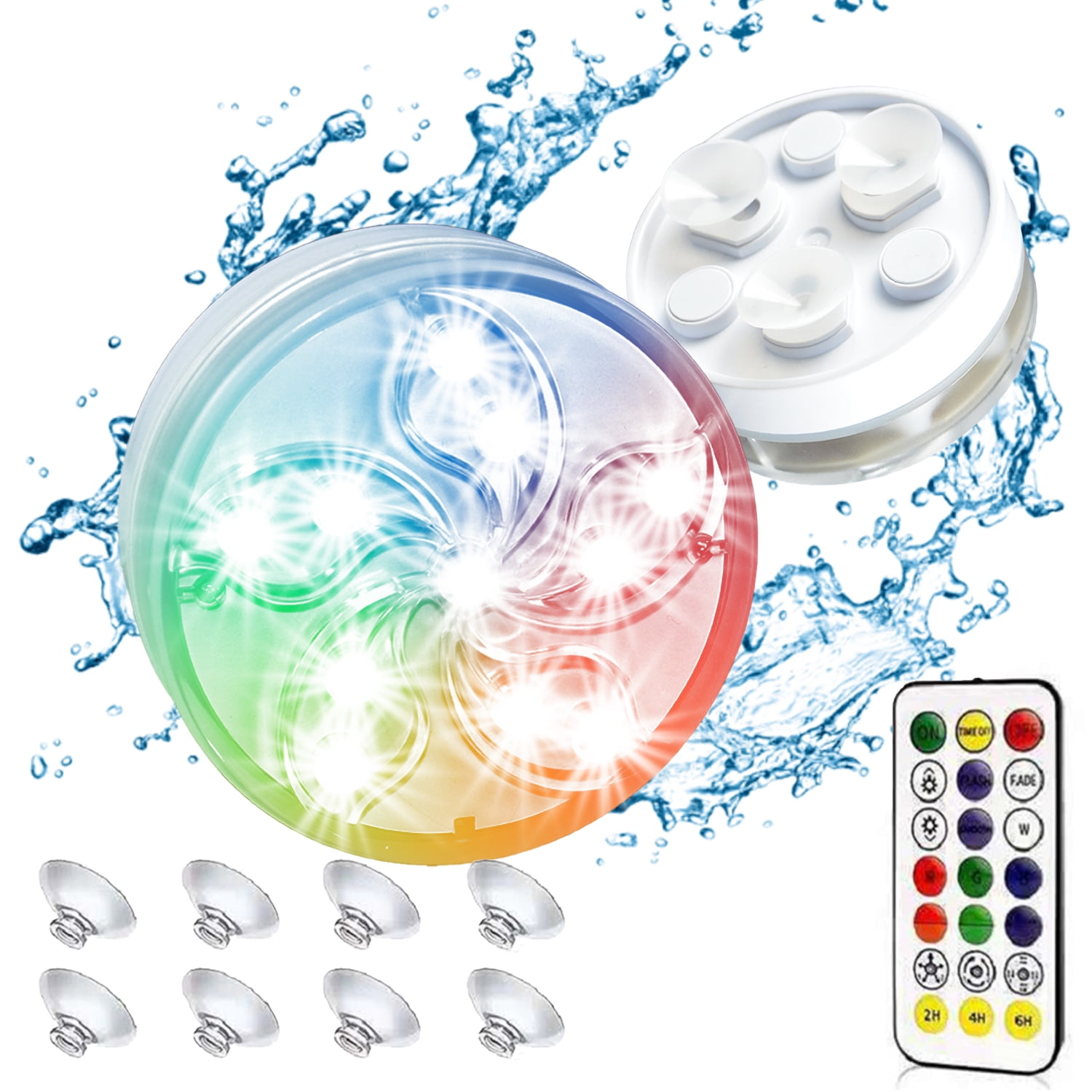 2 Pack LED Pool Lights with Remote, IP68 Waterproof 16 Color Changing ...