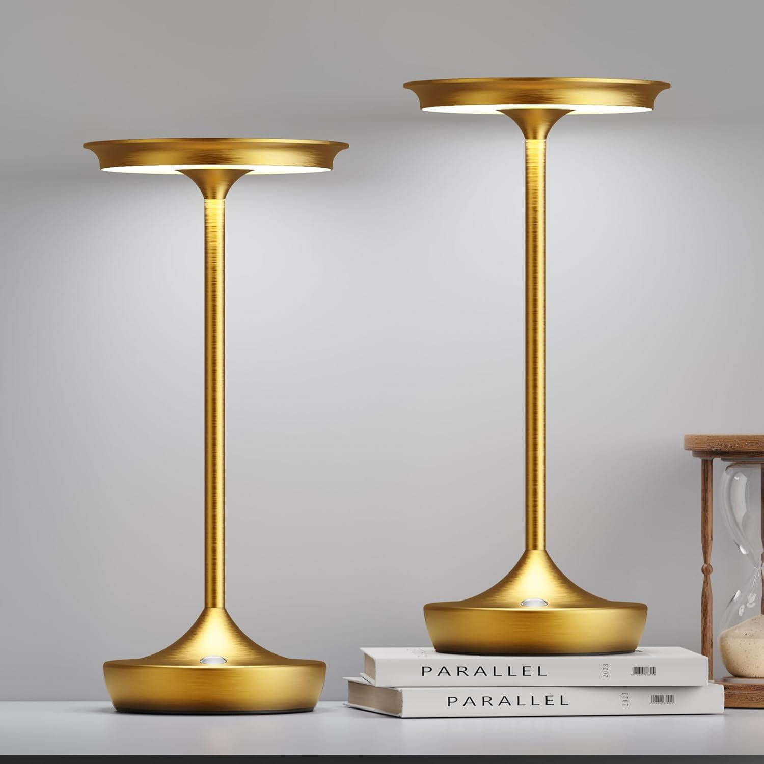 2 Pack LED Rechargeable Cordless Table Lamps, Portable Outdoor Battery ...
