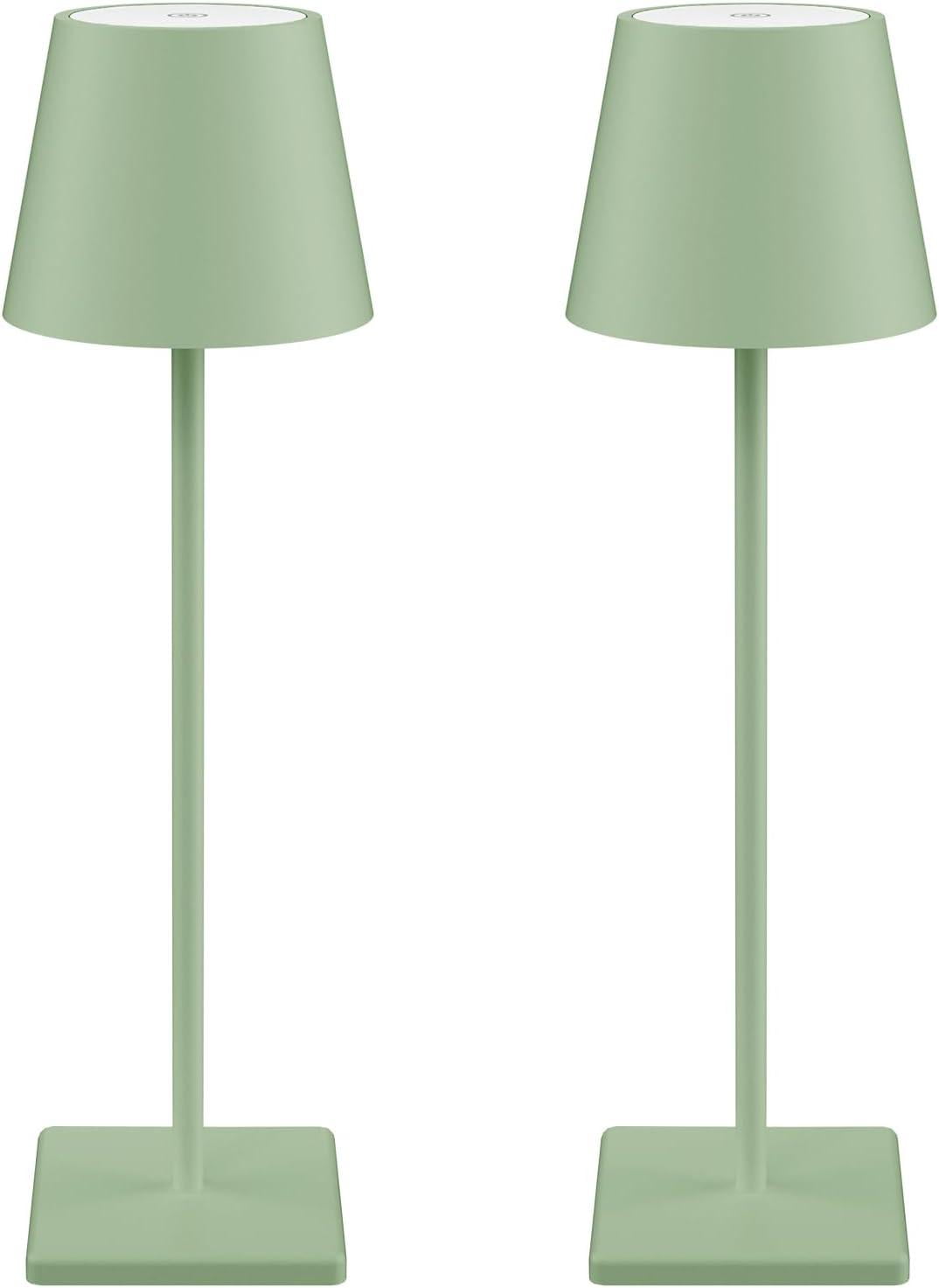 2 Pack LED Rechargeable Table Lamp, 5500mAh Battery Powered Green Lamp ...