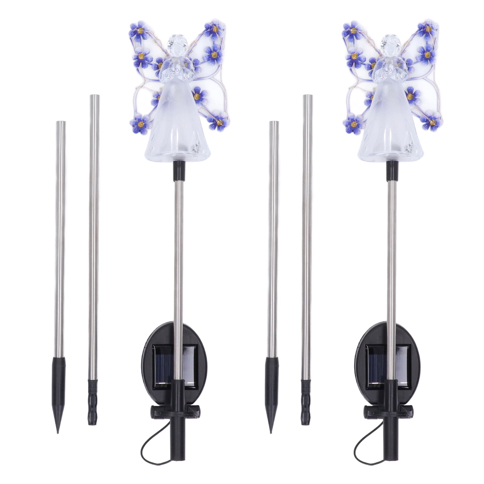 2 Pack LED Solar Angel Lights Solar Powered White Light Garden Stake ...