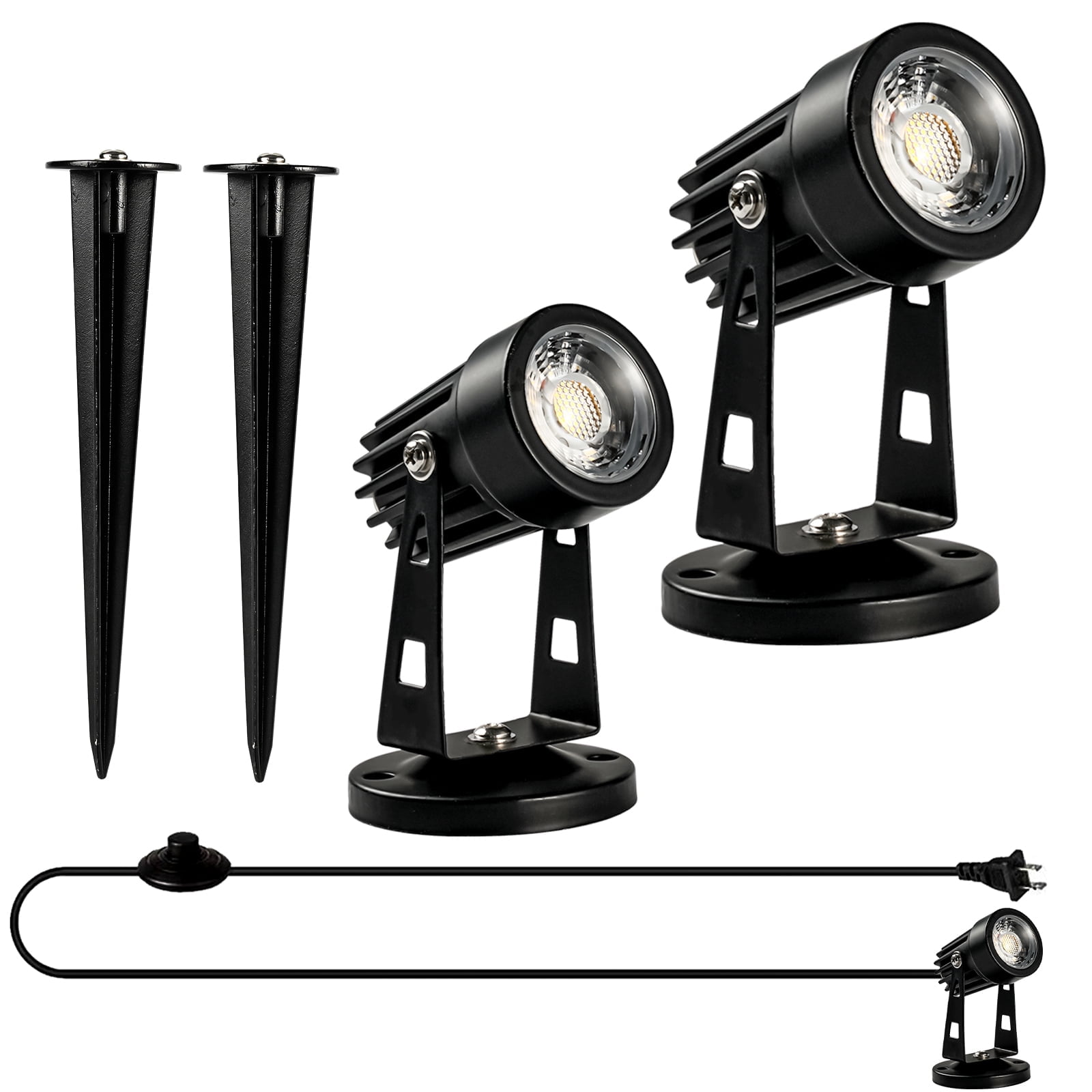 2 Pack LED Spot Lights Indoor Uplighting, 3W Floor Uplights Spotlight ...