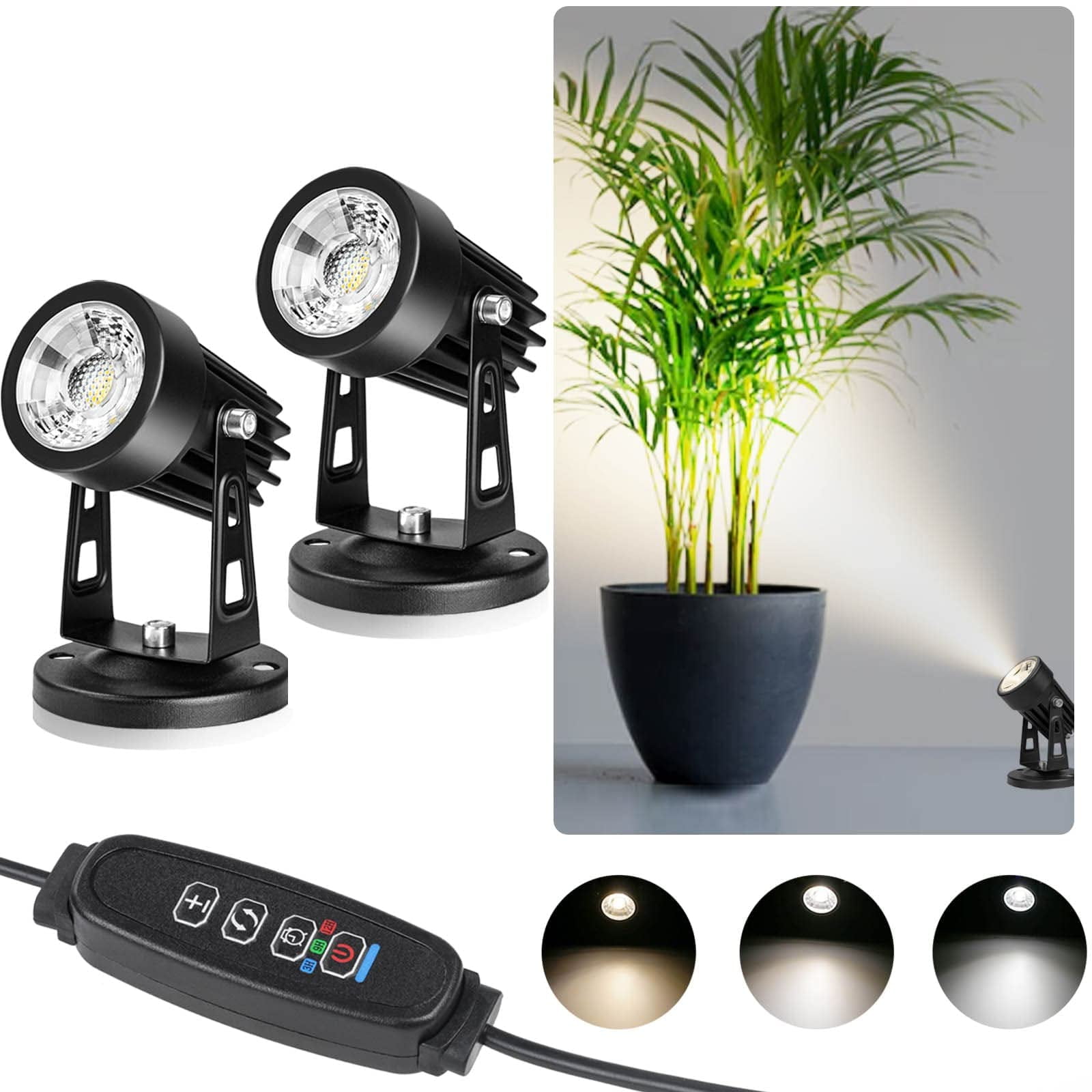 2 Pack LED Spot Lights Indoor Uplighting - Dimmable Up Lights Indoor ...