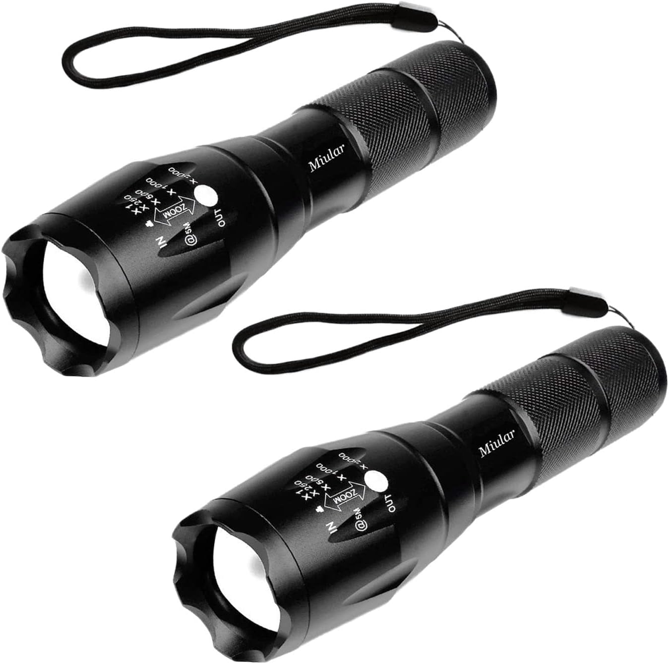 2 Pack LED Tactical Flashlight Military Grade Single Mode High Lumens ...