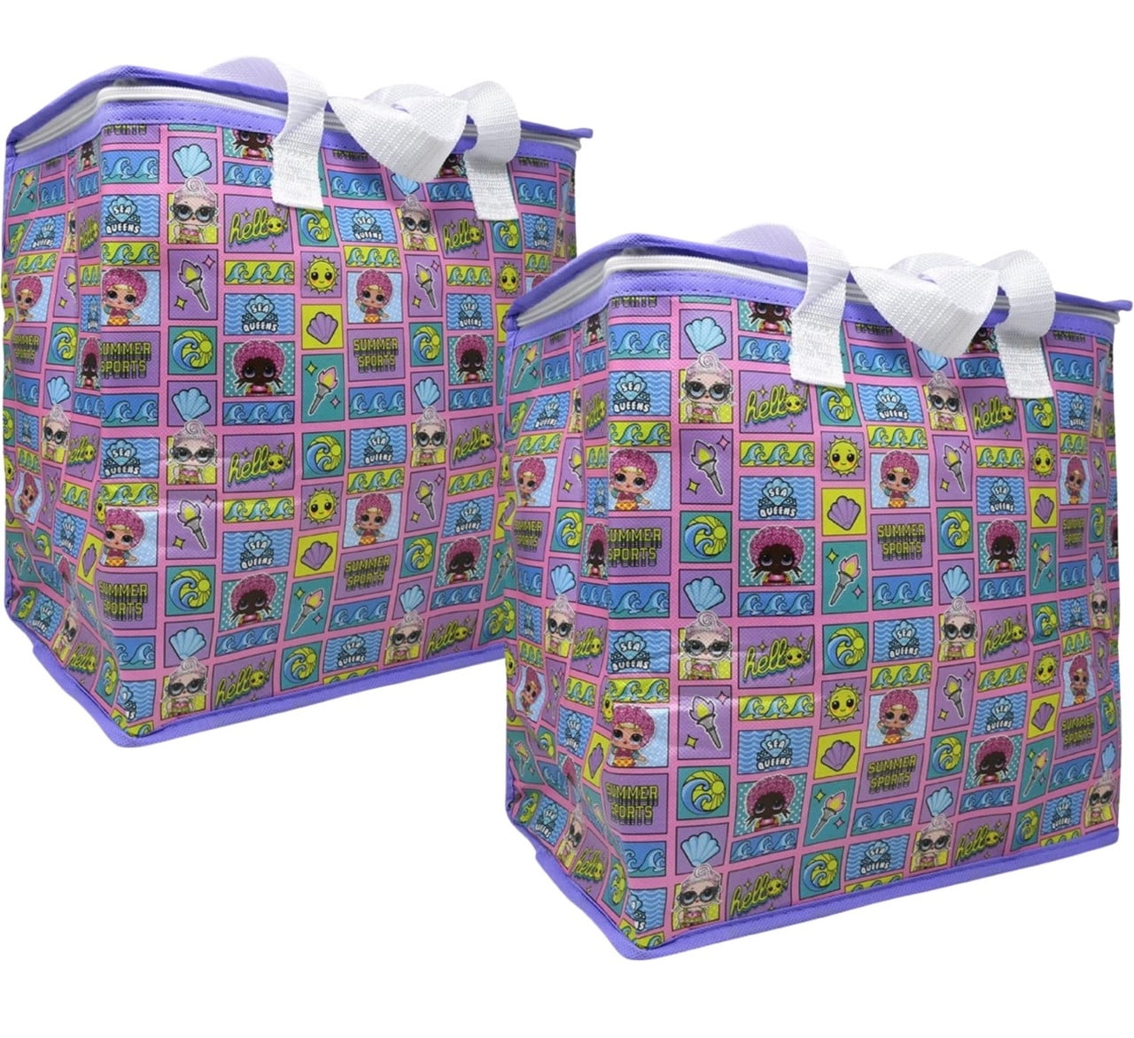 2-Pack LOL Surprise Insulated Zippered Tote Bag, Size 12" x 8" x 15 ...