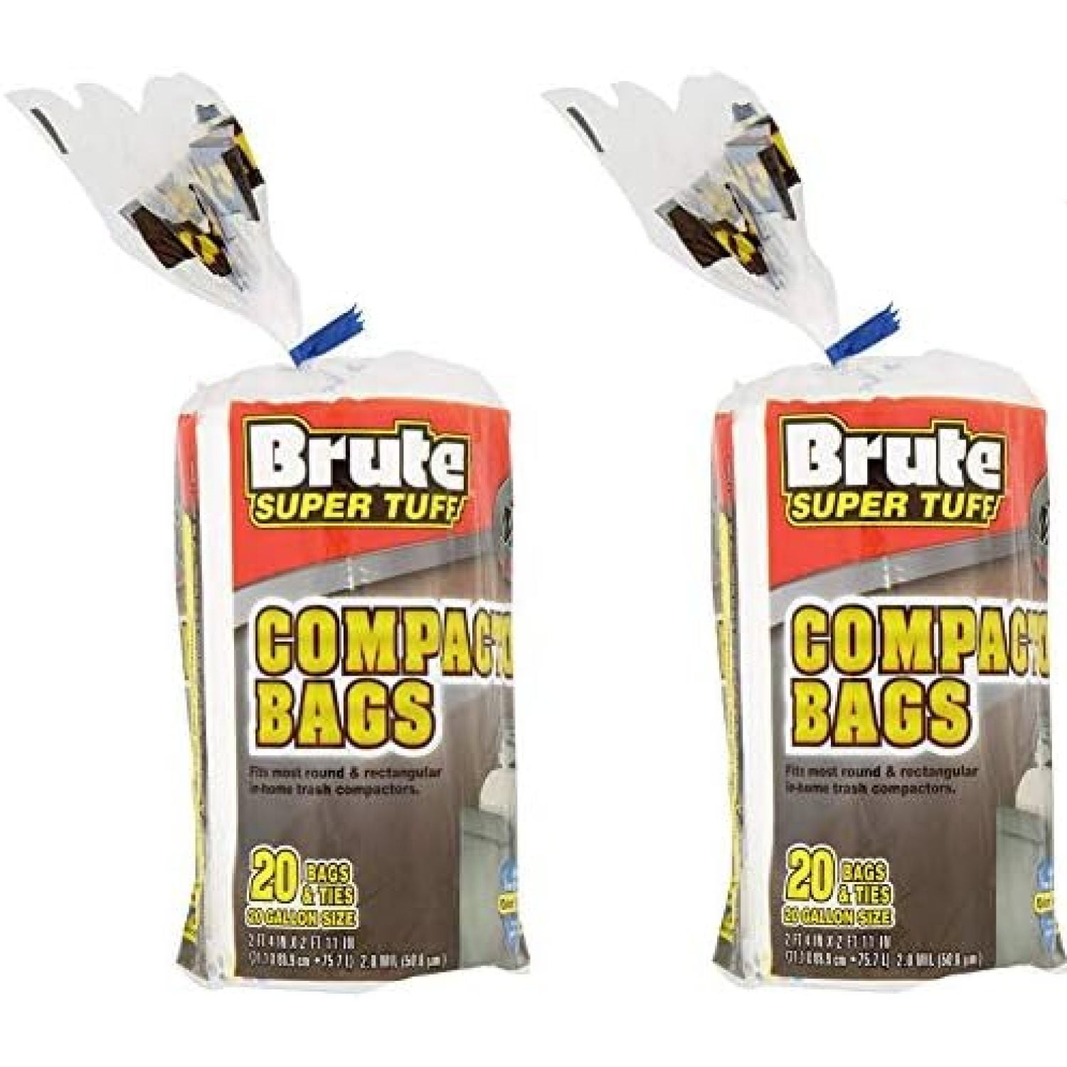 (2 Pack) LZHF Heavy Duty 20 Gallon Size Compactor/kitchen Bags - White ...