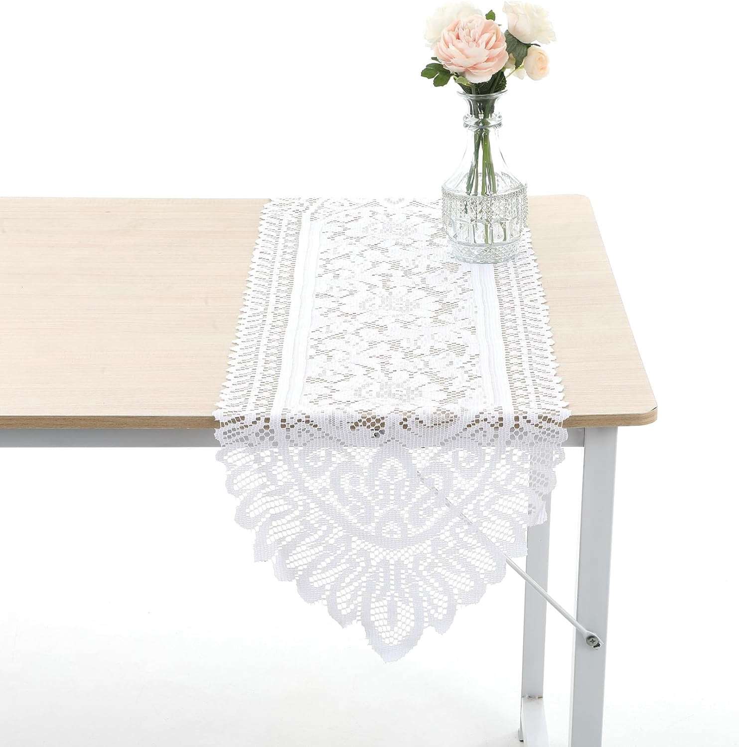 2 Pack Lace Runners for Tables, White Lace Table Runner Crochet Laces ...