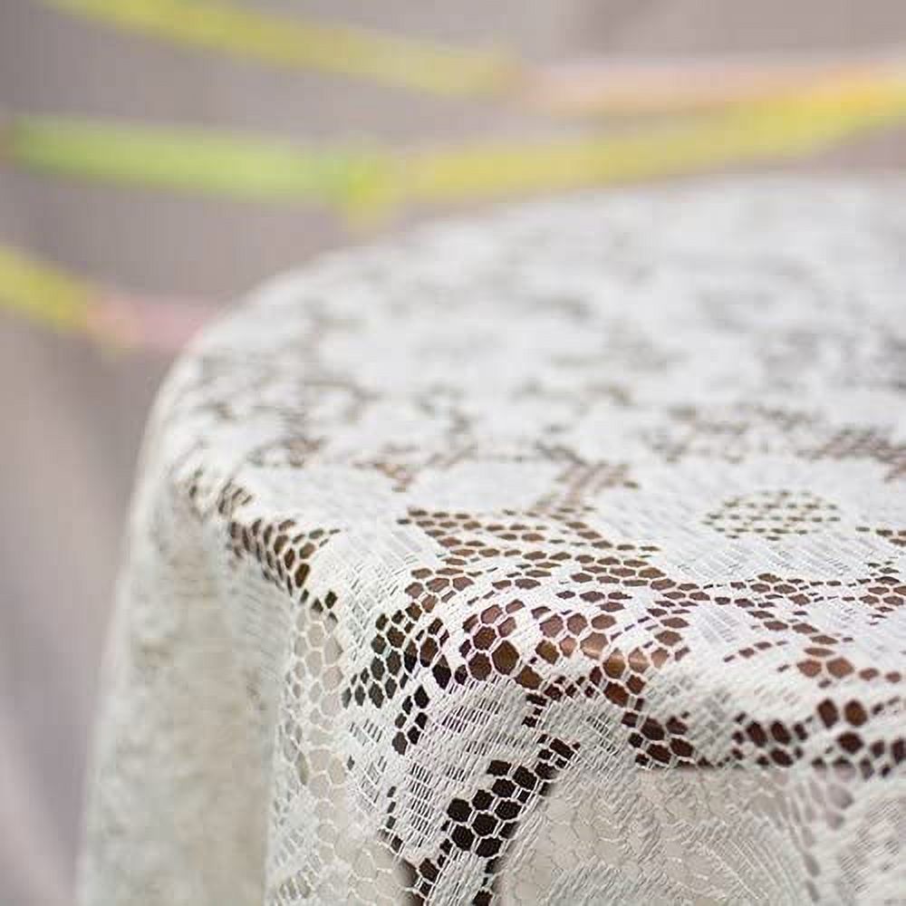 AK-Trading 60" Round Floral Lace Crochet Tablecloth Overlay Table Cover ...